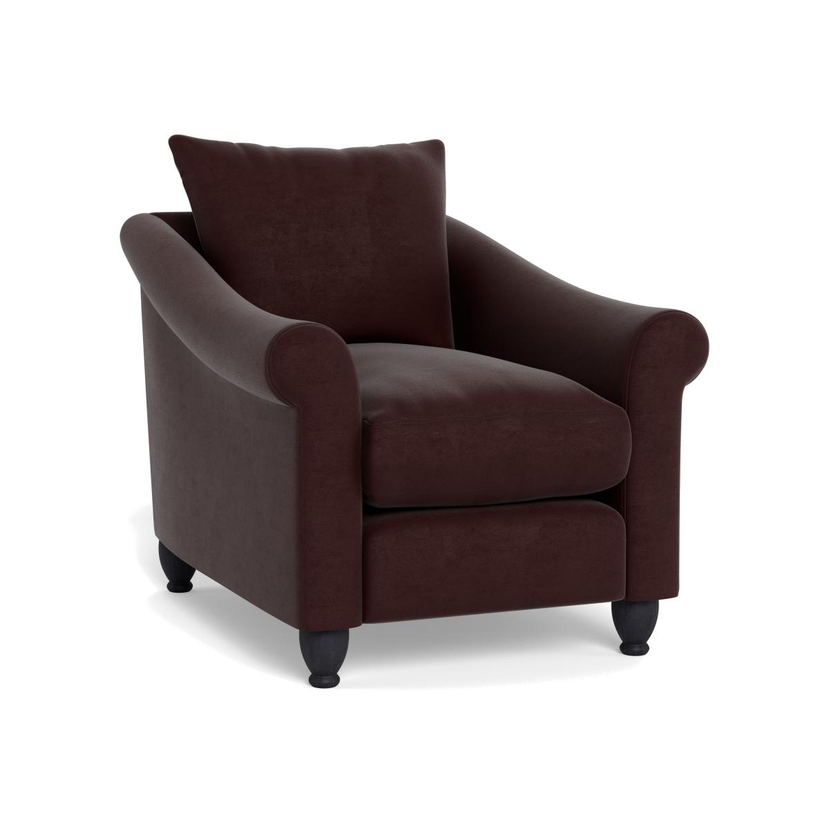Heal's Devon Armchair Smart Luxe Velvet Acorn Black Beech Feet | Flitch